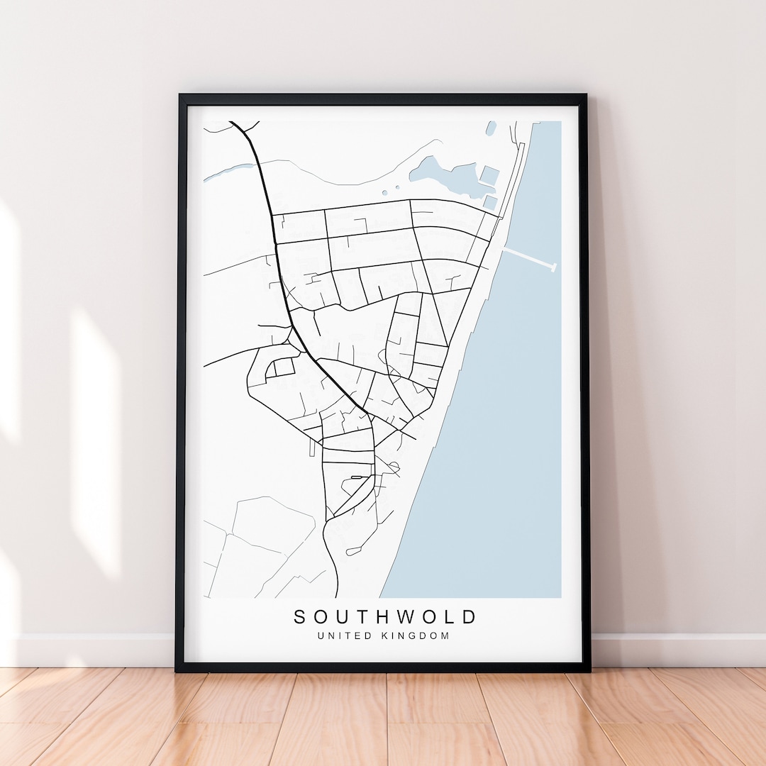 Southwold Map England Print Poster Minimalist Home Decor Southwold UK ...