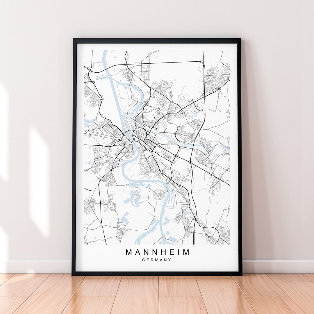 Mannheim City Map Germany Print Poster Minimalist Home Decor Mannheim ...