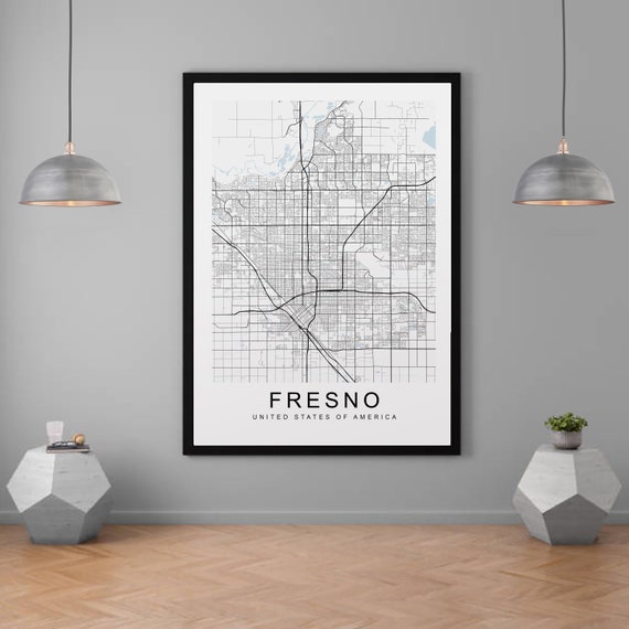 Fresno California USA City Town Map Print Minimalist Home Map | Etsy