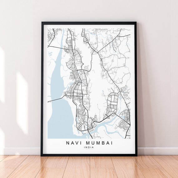 Navi Mumbai City India Map Print Poster Minimalist Home Navi | Etsy