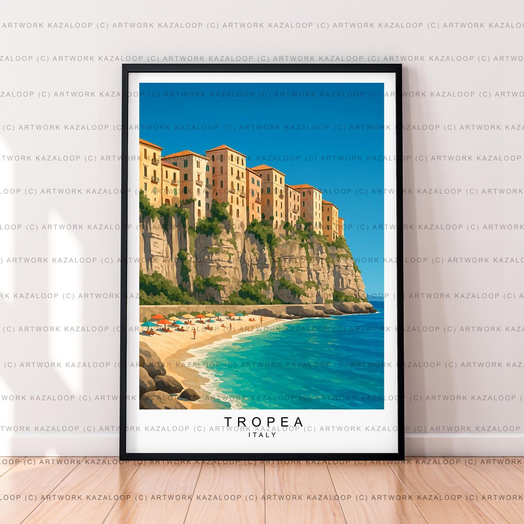 Tropea Italy Unframed Illustration Print Poster Art, Tropea Wall Art ...