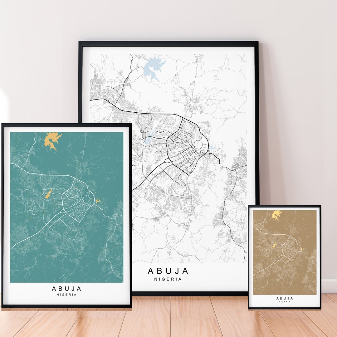 Abuja Map Nigeria Print Minimalist Abuja City Area Map Poster Wall ...