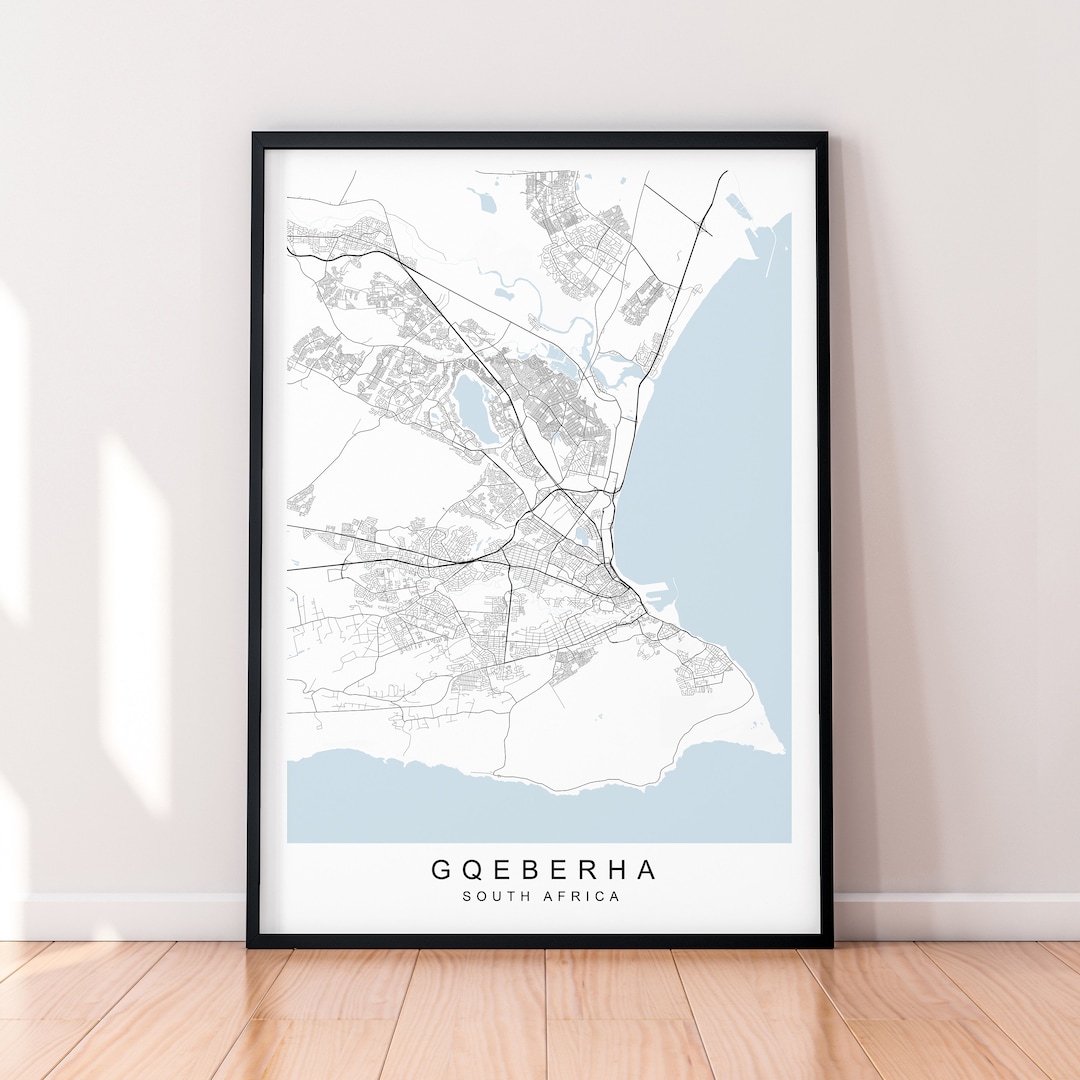 Gqeberha South Africa City Map Print Poster Minimalist Home Decor ...