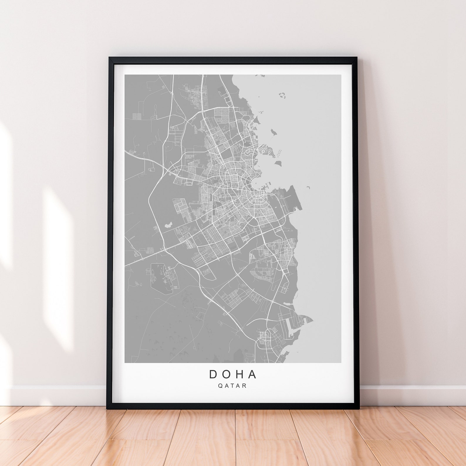 Doha City Map Print Qatar Doha Minimalist Doha City Area Map - Etsy
