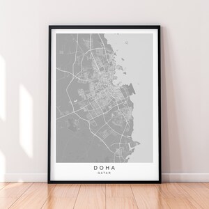Doha City Map Print Qatar Doha Minimalist Doha City Area Map Poster ...