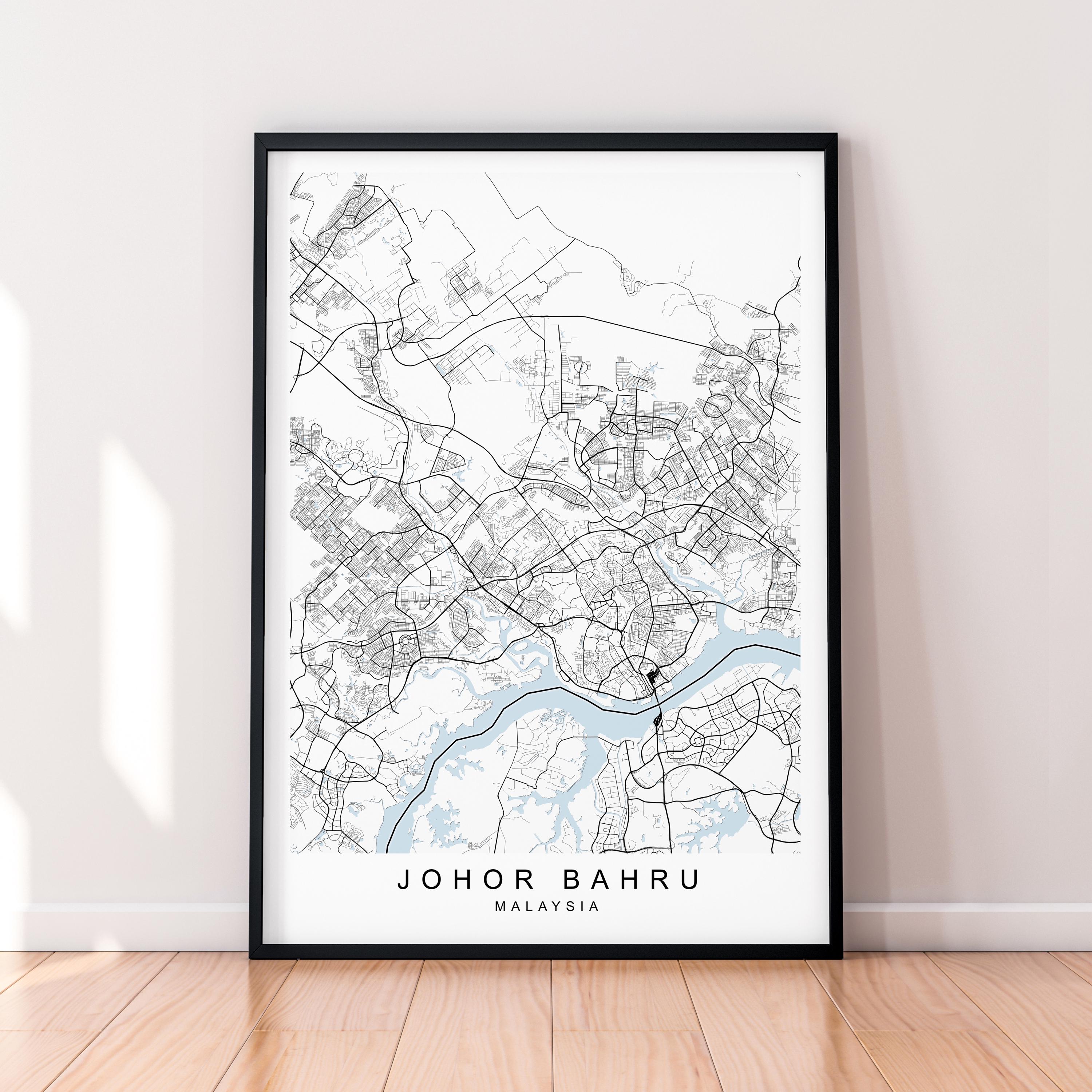 Johor Bahru Malaysia Map Print Poster Minimalist Home Johor Bahru ...