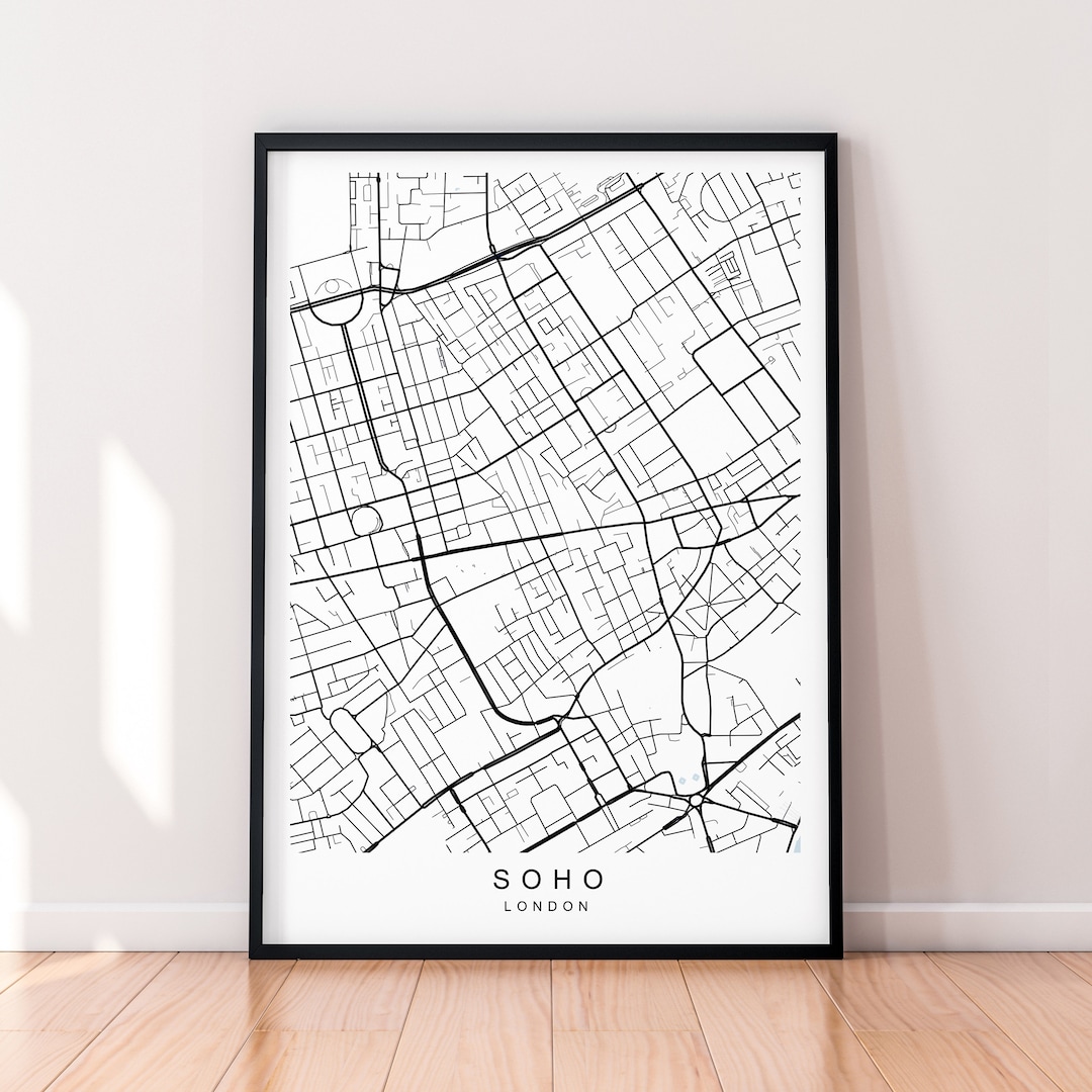 Soho Borough of London Map Print Poster Minimalist Home London Soho ...