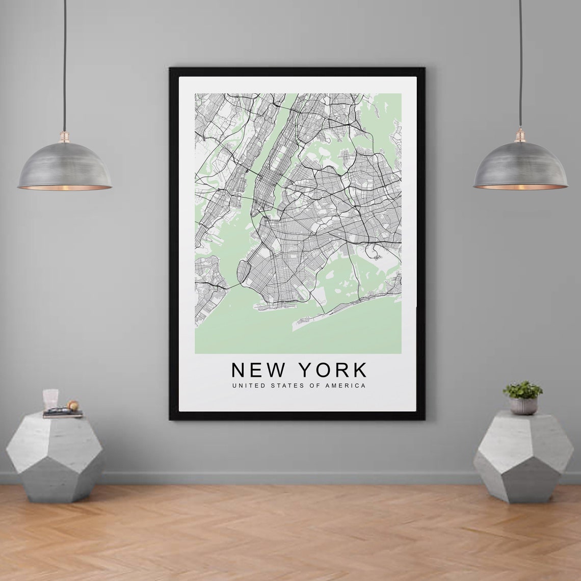 New York USA City Town Map Print Minimalist Home Map Poster - Etsy