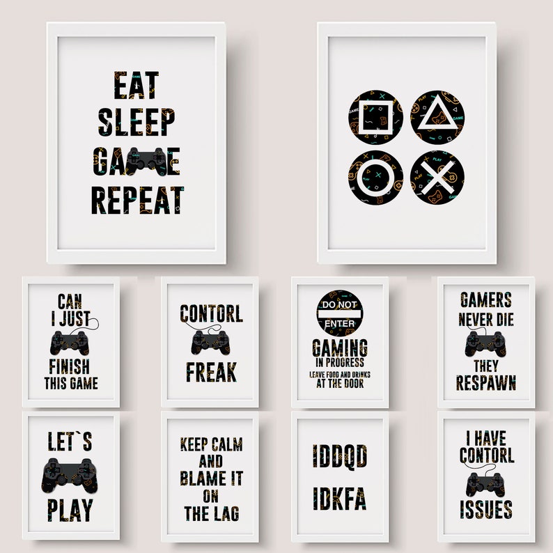 Gaming Prints Posters Kids Children Adult Gamers Bedroom Text | Etsy