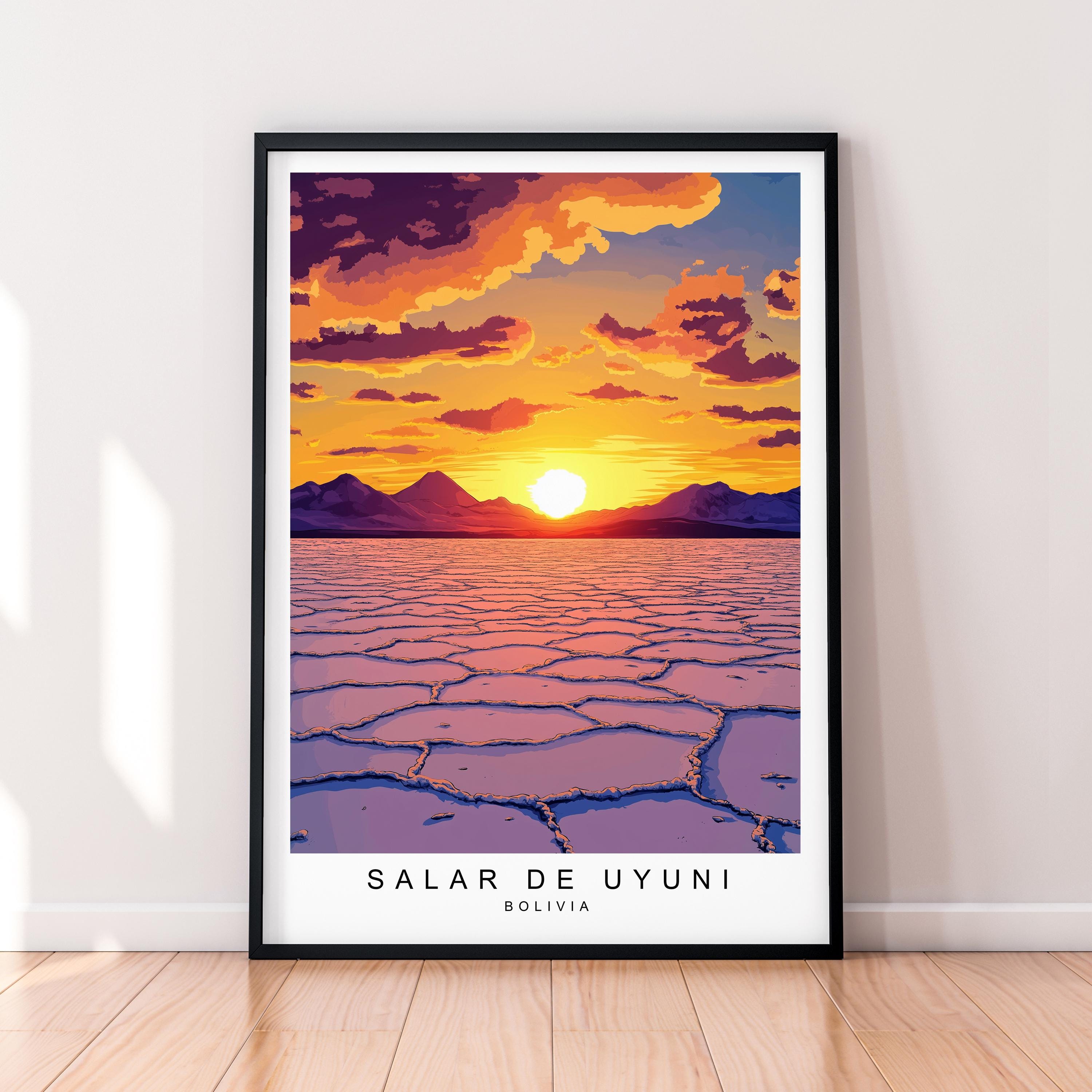Salar De Uyuni Illustration Print Salar De Uyuni Salt Flat Poster Wall ...
