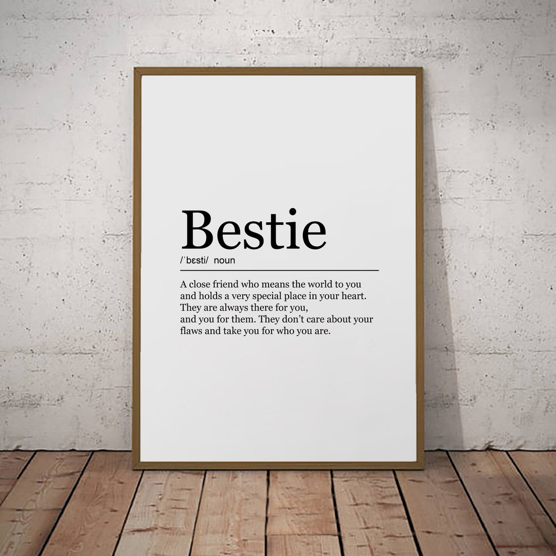 Bestie Print Definition Poster Wall Art Minimalist Best Friend Gift ...
