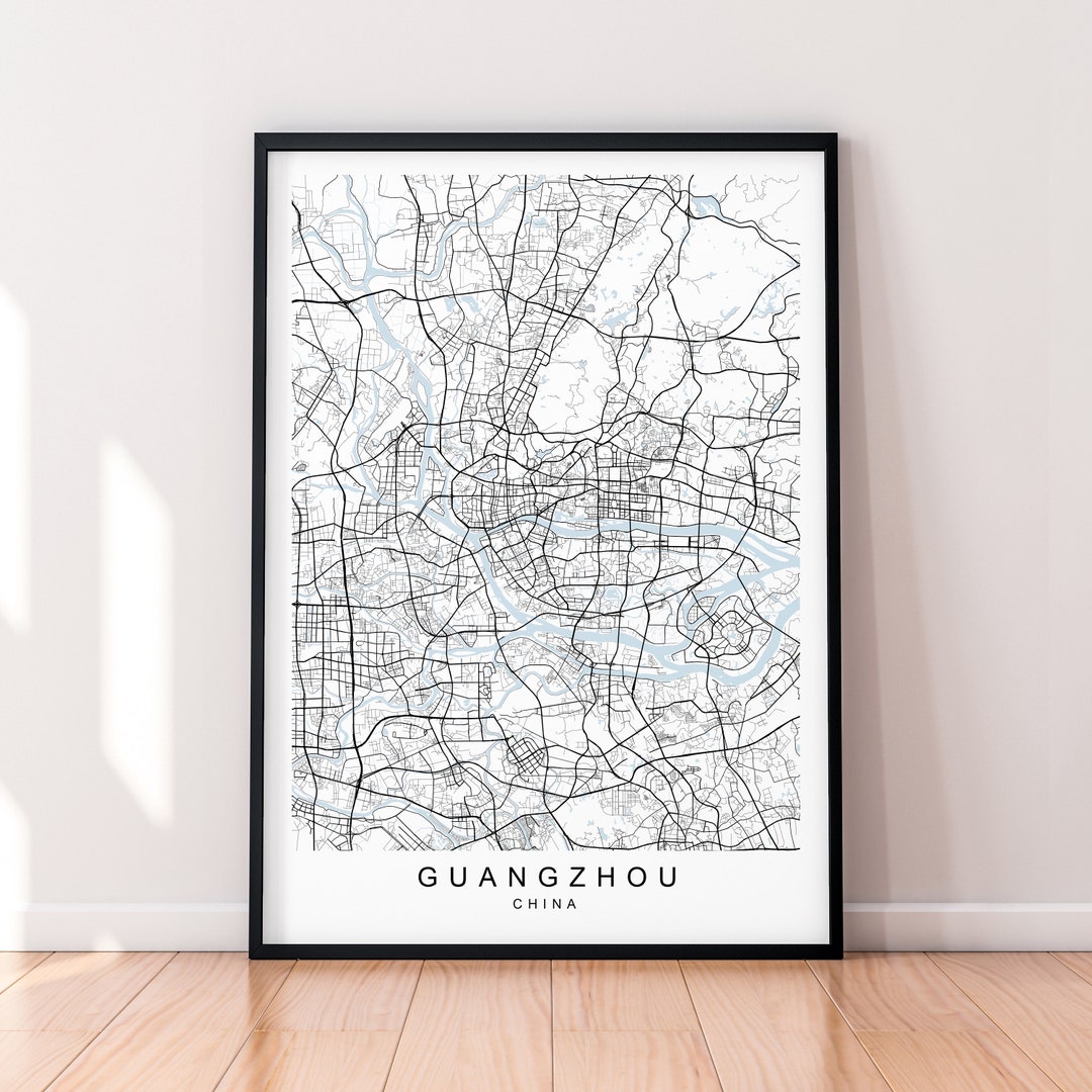 Guangzhou China City Map Print Poster Minimalist Home Decor Guangzhou ...