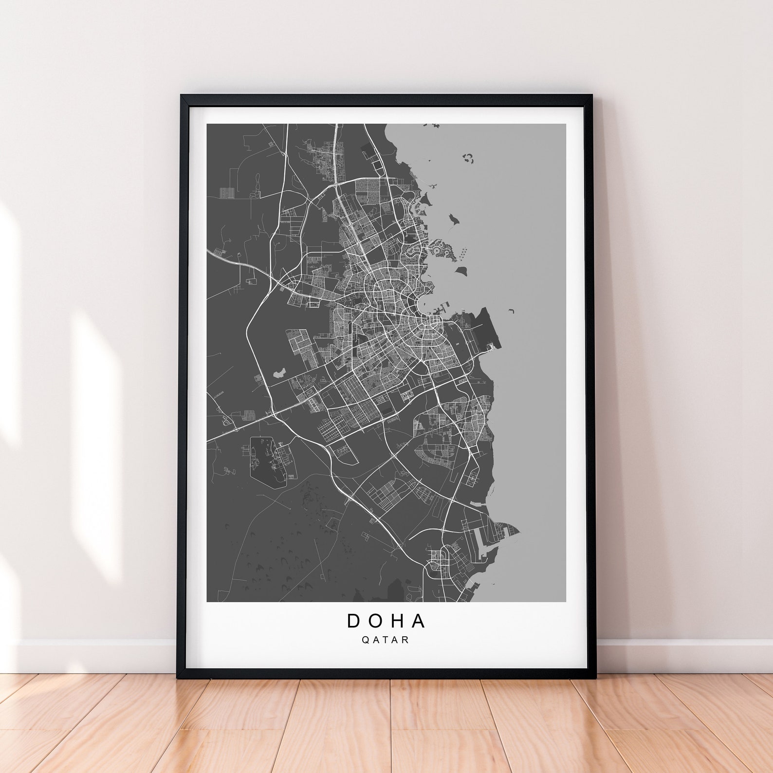 Doha City Map Print Qatar Doha Minimalist Doha City Area Map Poster ...