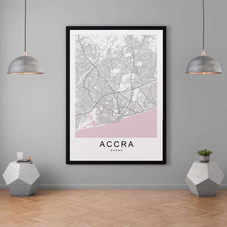 Accra Ghana City Map Print Minimalist Home Map Poster Wall - Etsy