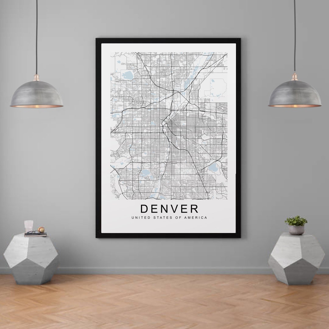 Denver Colorado USA City Town Map Print Minimalist Home Map Poster Wall ...