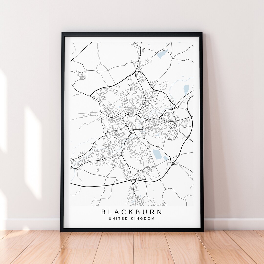 Blackburn City England Map Print Poster Minimalist Home Decor Blackburn ...
