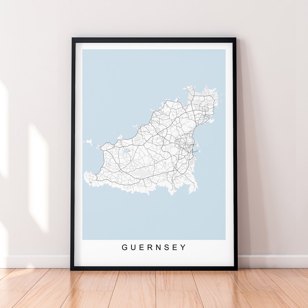 Guernsey Map Print Poster Minimalist Home Art Guernsey Island Map ...