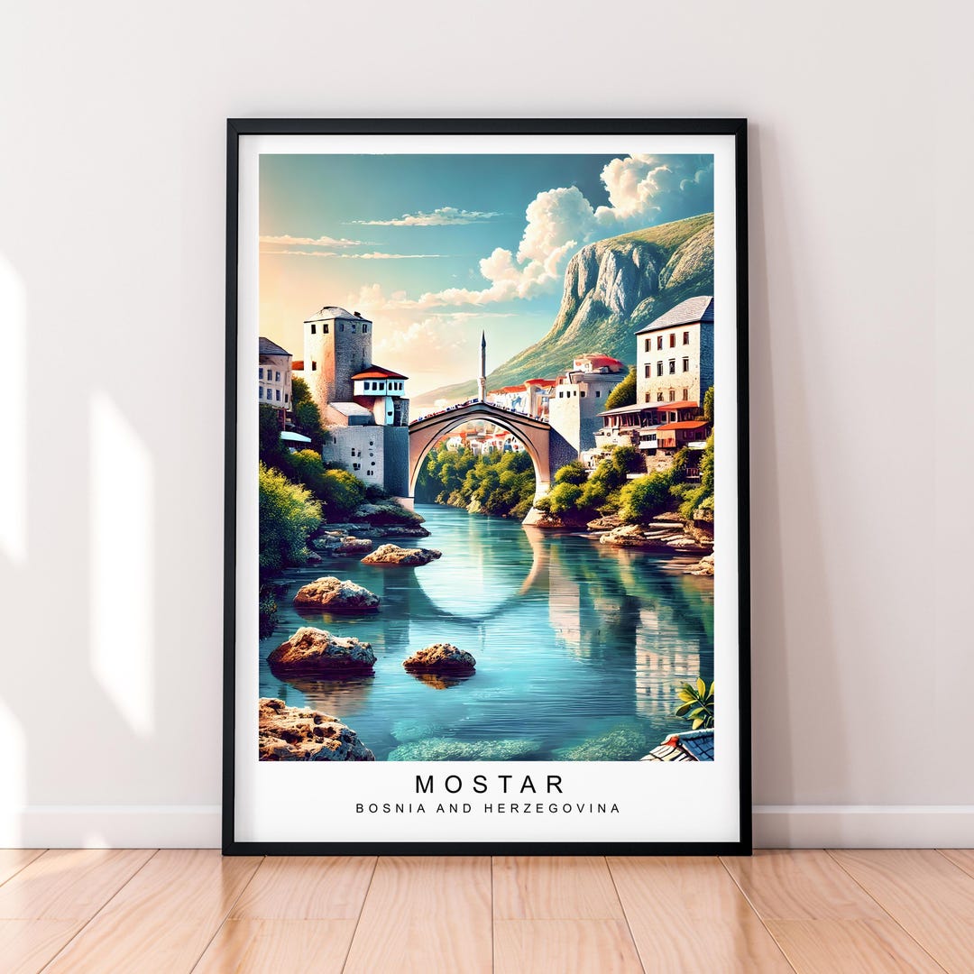 Mostar Art Travel Illustration Print Poster Minimalist Home Decor ...