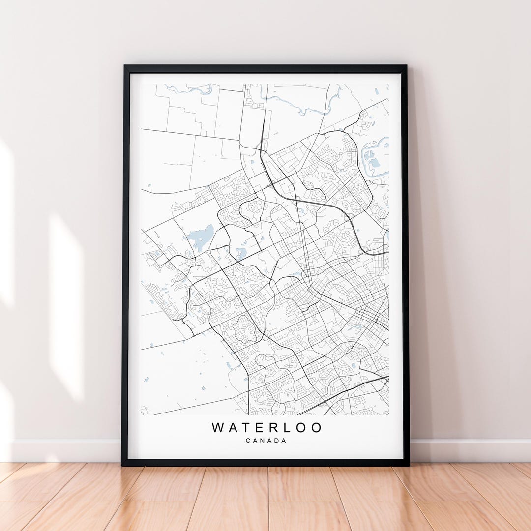 Waterloo Map Print Poster Minimalist Home Decor Waterloo Canada Map ...