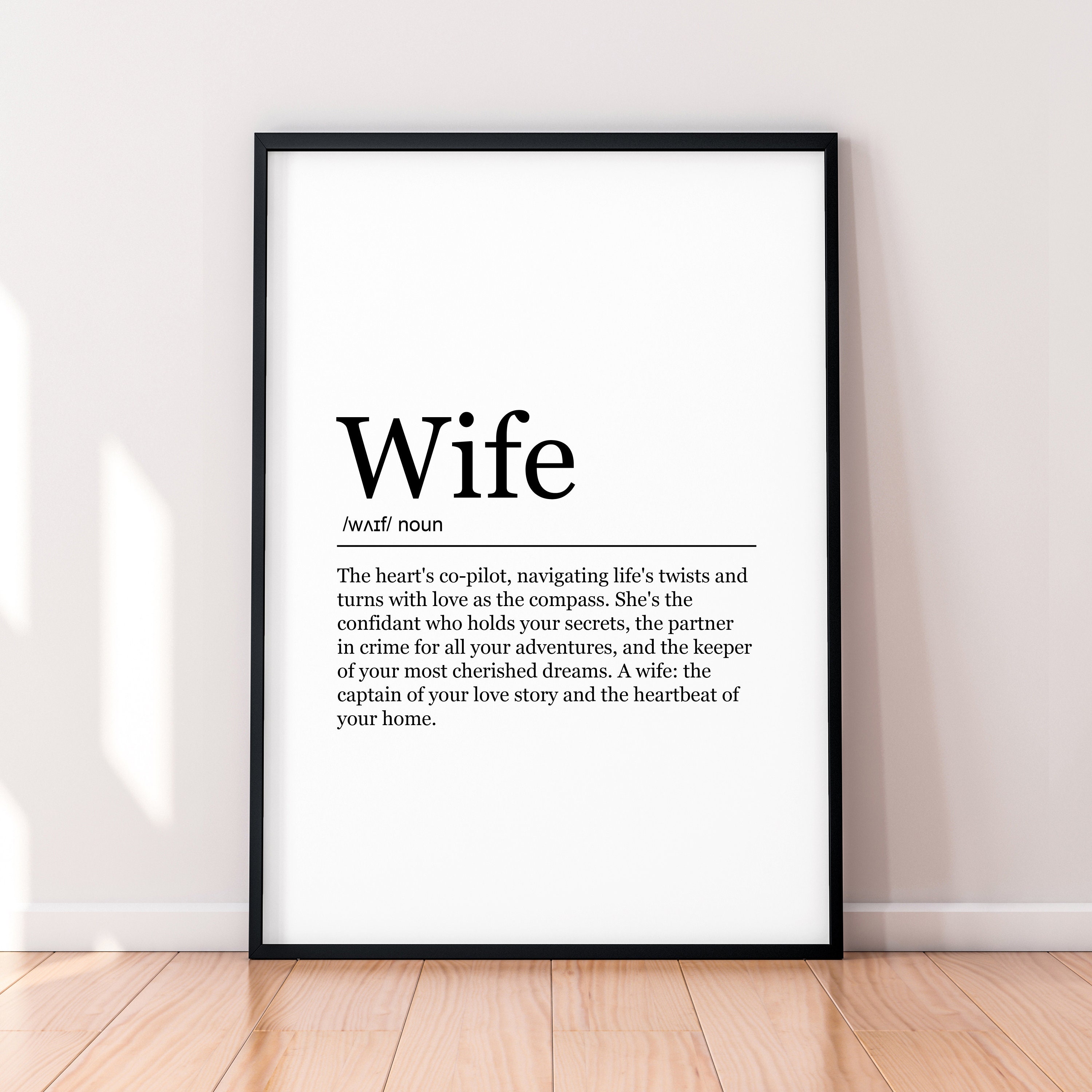 Wife Fun Loving Print Definition Poster Wall Art Wife Appreciation ...