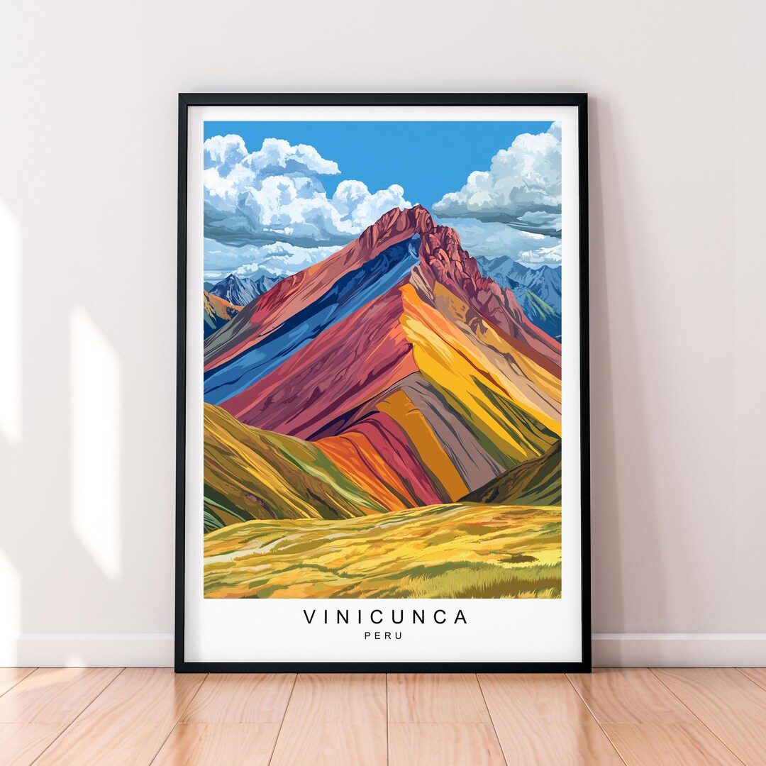 Vinicunca Illustration Print Vinicunca Colorful Mountain Poster Wall ...