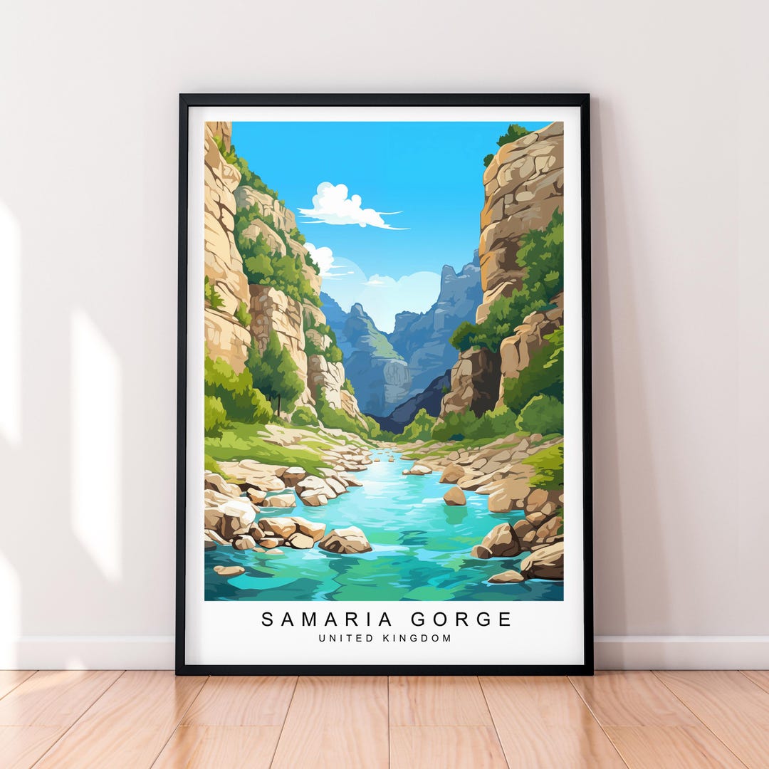 Samaria Gorge Hiking Illustration Print Samaria Gorge Crete Greece ...