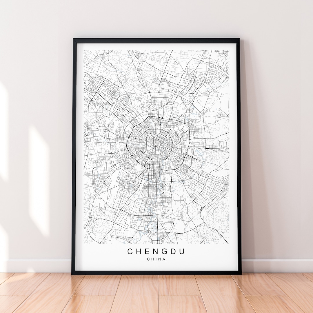 Chengdu China Map Print Minimalist Chengdu City Map Poster Wall Decor ...