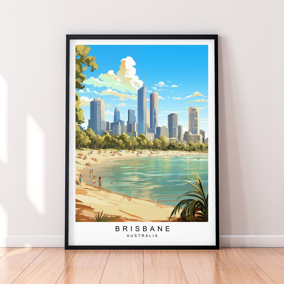 Brisbane Wall Art Illustration Print Brisbane Australia Travel Poster ...