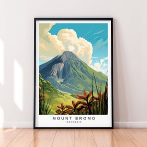 Mount Bromo Illustration Print the Bromo Volcano Travel Poster Gift ...