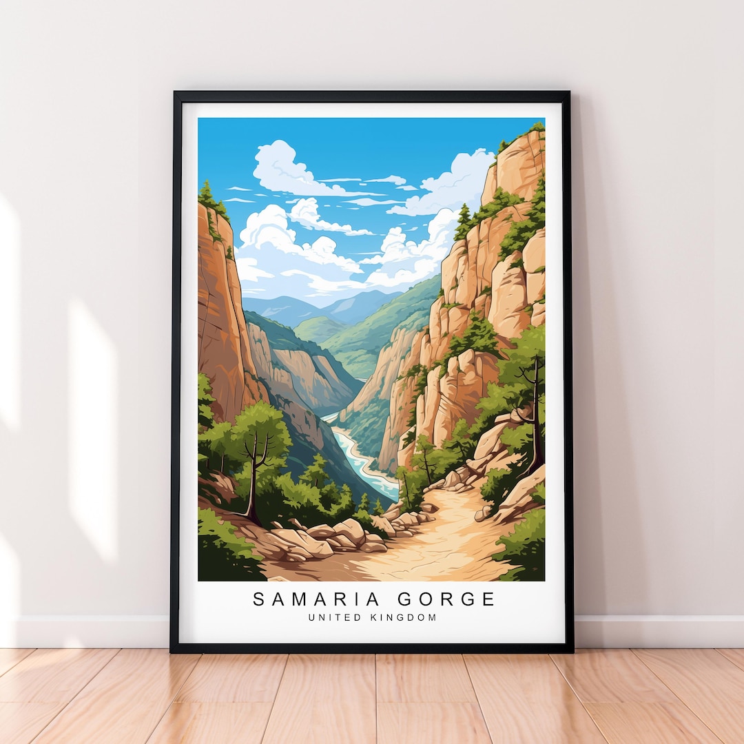 Samaria Gorge Illustration Print Samaria Gorge Crete Greece Poster Wall ...