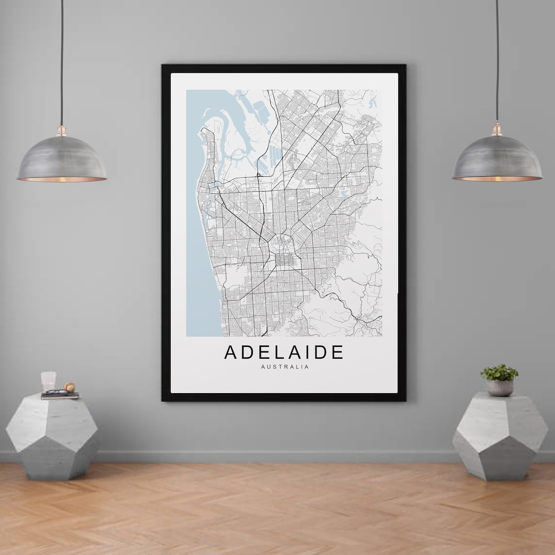 Adelaide Map Australia City Town Map Print Minimalist Home Map Poster ...