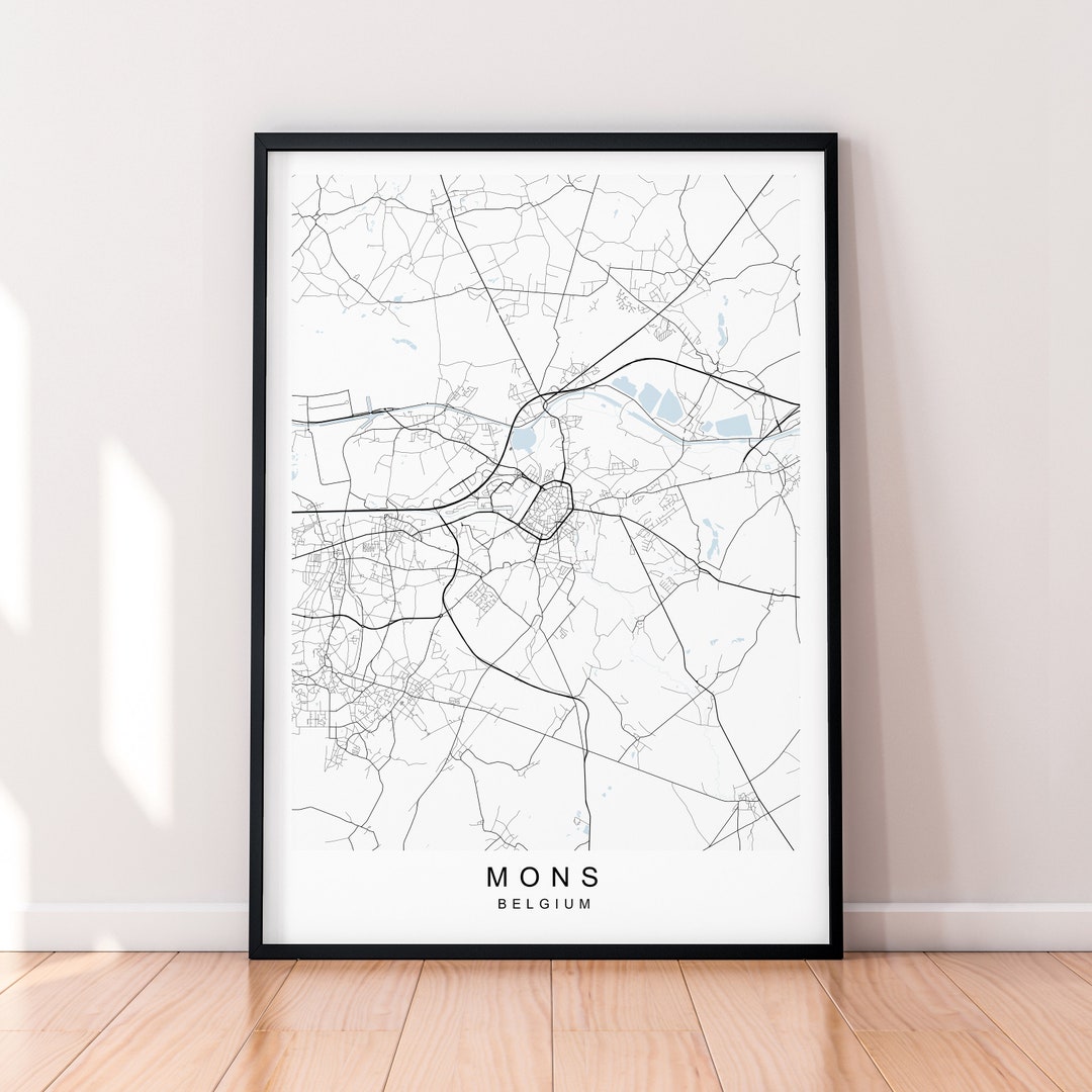 Mons City Map Belgium Print Poster Minimalist Home Decor Mons Belgium ...