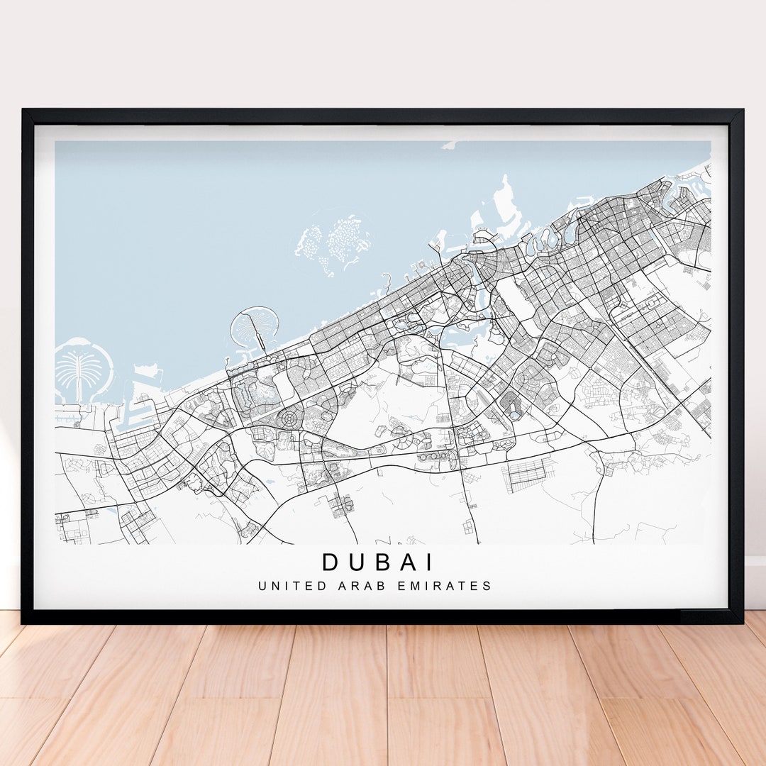 Dubai UAE City Map Print Minimalist Home Map Poster Wall Décor ...