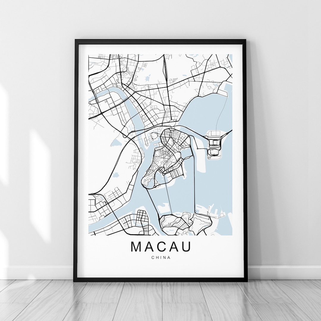 Macau City Map Print Minimalist Home Map Poster Wall Décor - Etsy