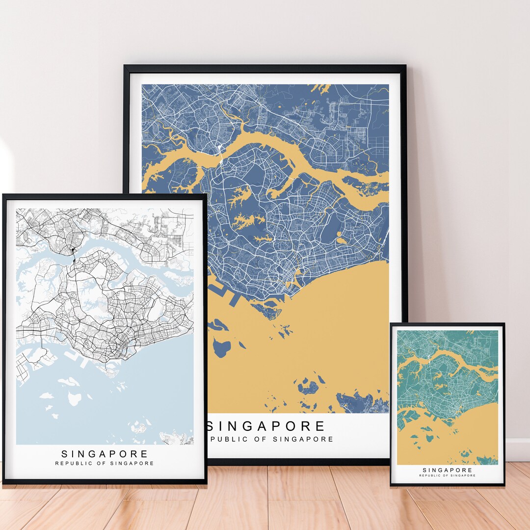 Singapore Map Poster Print Minimalist Home Singapore Map Poster Wall ...