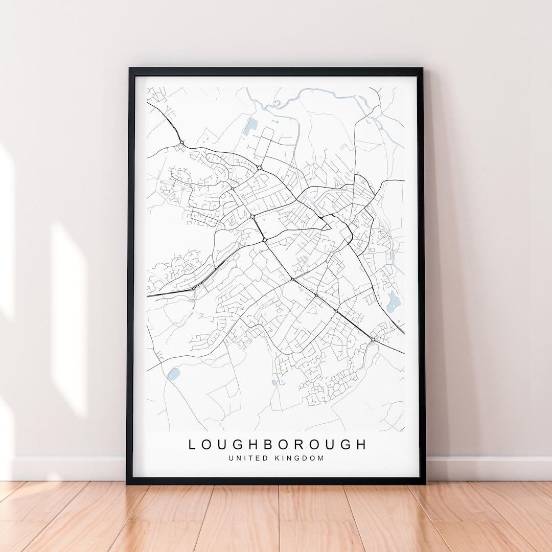 Loughborough Map Print Illustration Loughborough United Kingdom Map ...