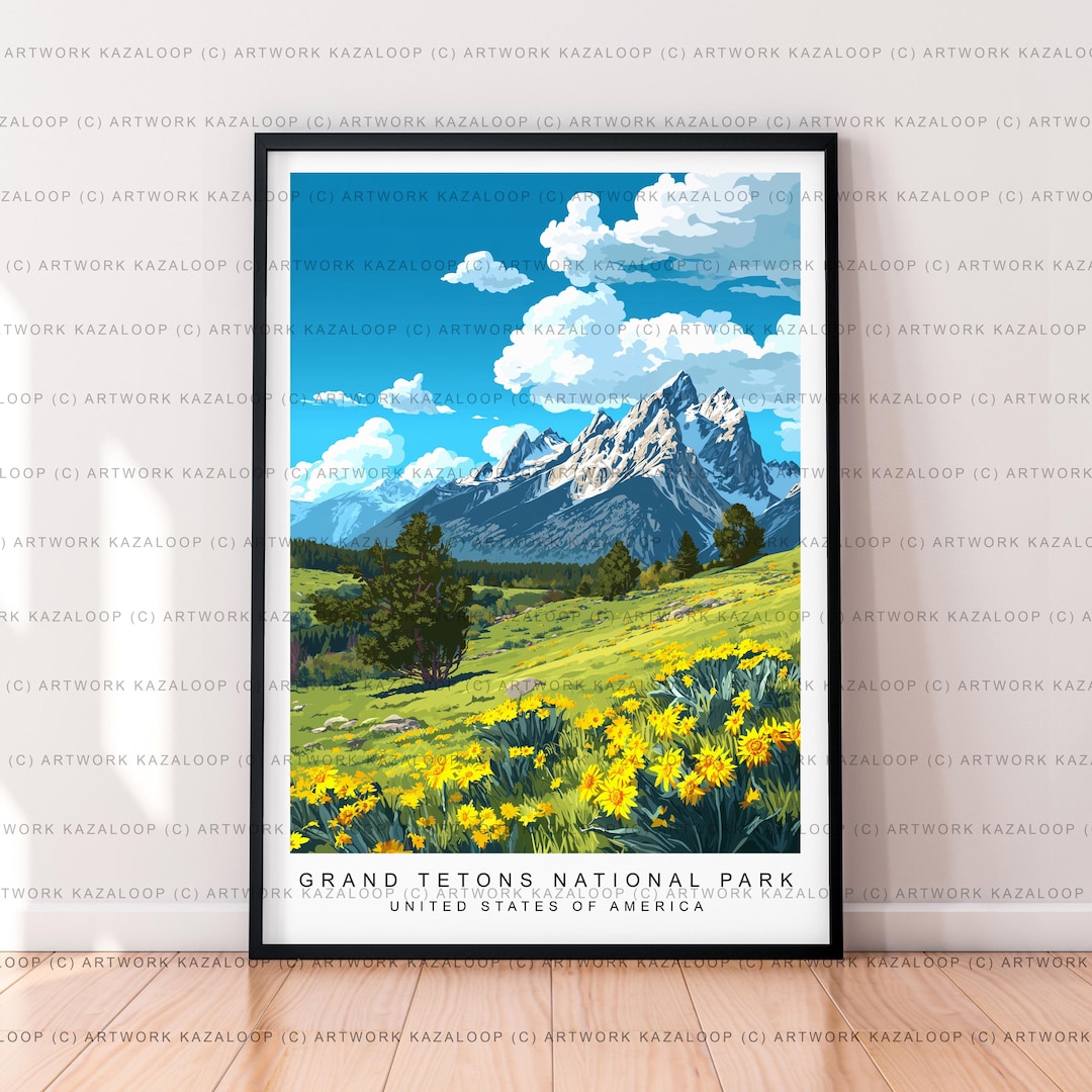Grand Tetons National Park Unframed Illustration Print Poster Art ...