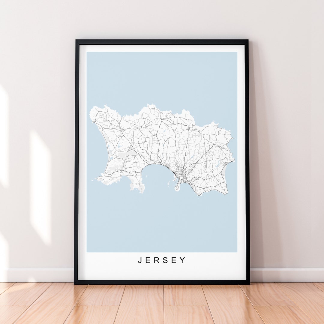 Jersey Island Map Print Poster Minimalist Home Jersey Saint Helier ...