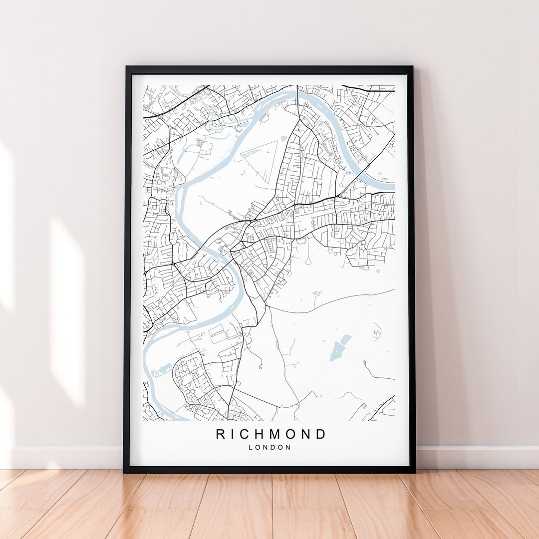 Richmond Borough of London Map Print Poster Minimalist Home London ...