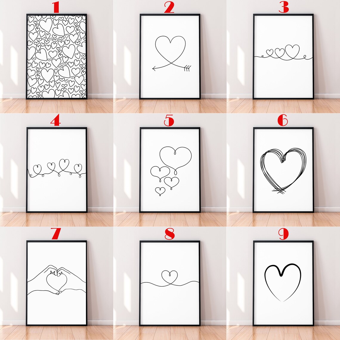 Line Art Heart Love Print Poster Minimalist Unframed Home - Etsy