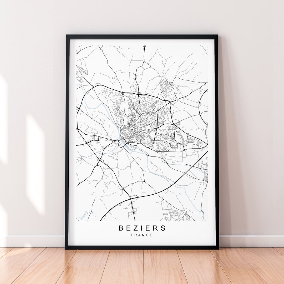 Beziers City Map France Print Poster Minimalist Home Decor Béziers ...
