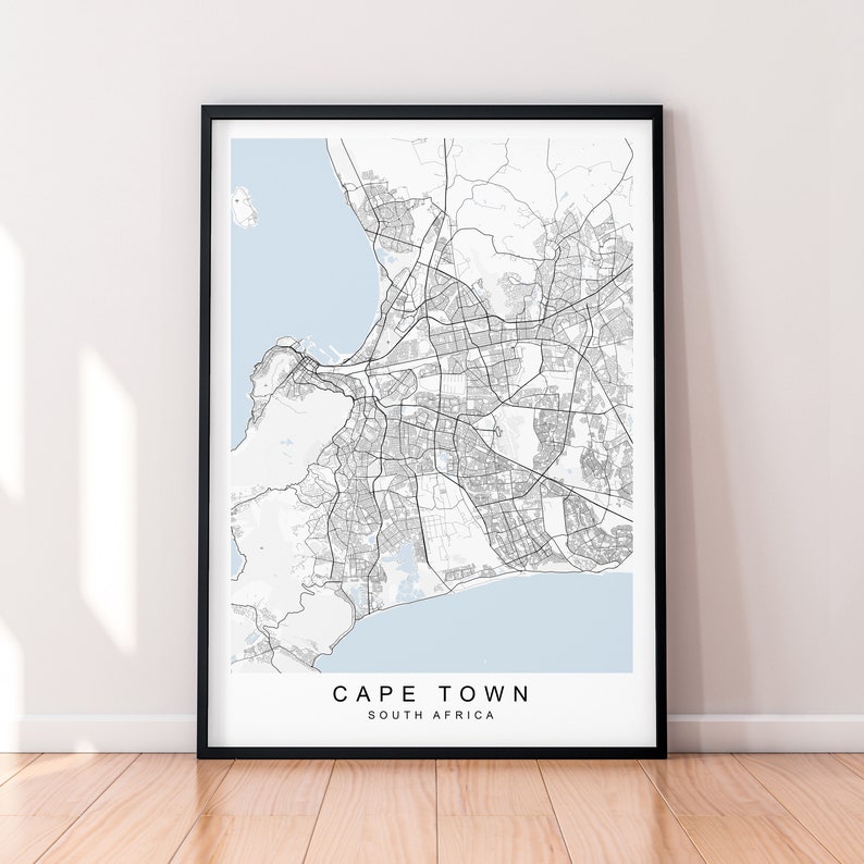 Cape Town Map Print South Africa Cape Town Minimalist Cape | Etsy