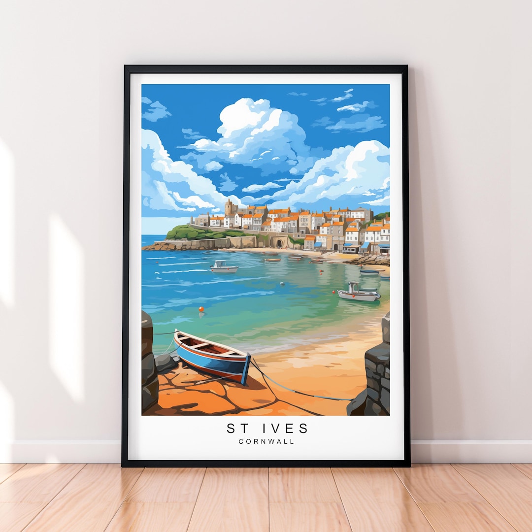 St Ives Illustration Print St Ives Cornwall Poster Wall Art Gift ...
