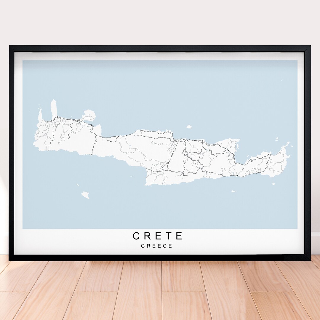 Crete Map Greece Map Print Minimalist Home Map Poster Wall Decor ...