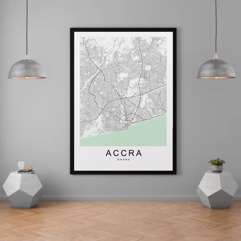 Accra Ghana City Map Print Minimalist Home Map Poster Wall - Etsy