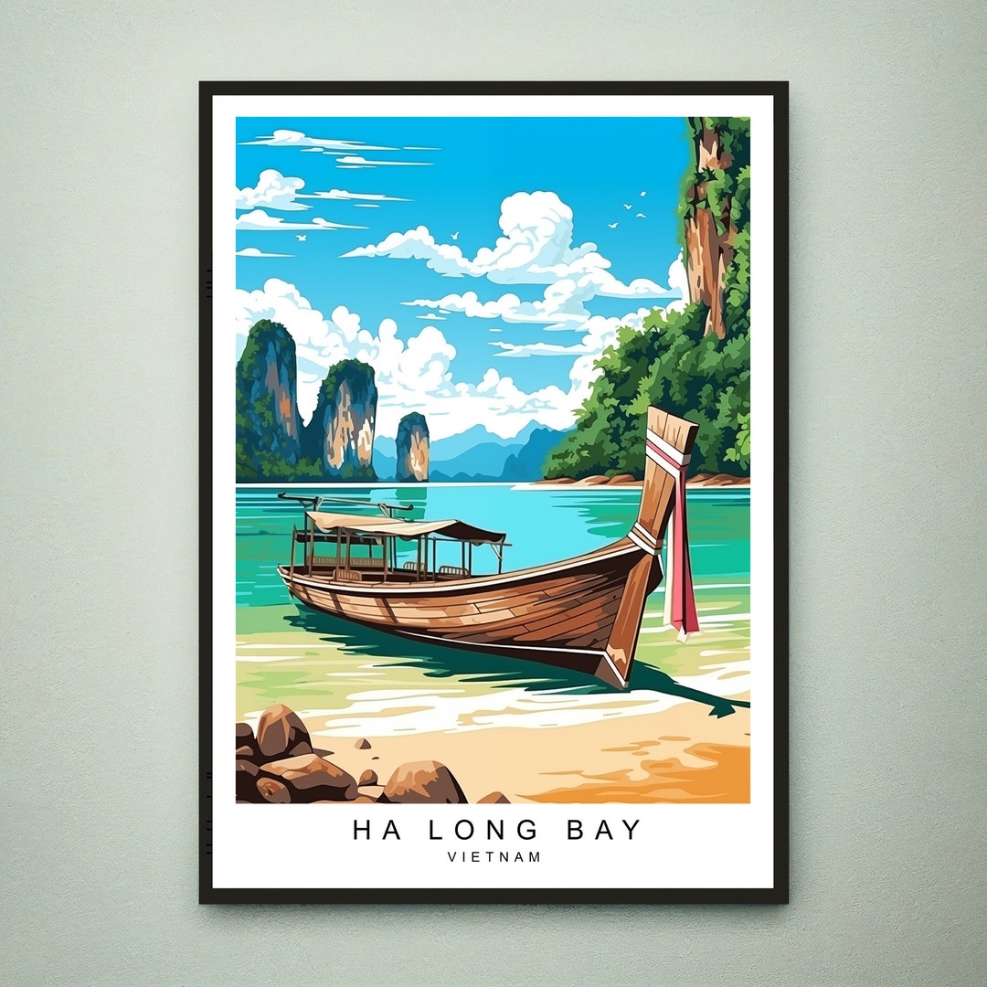 Ha Long Bay Illustration Print Ha Long Bay Travel Poster Gift Unframed ...