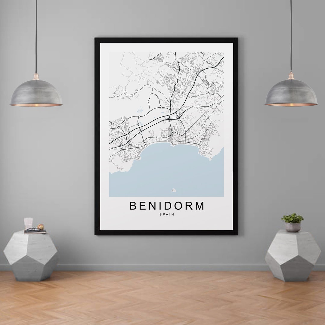 Benidorm Spain City Map Print Minimalist Home Map Poster Wall Decor - Etsy