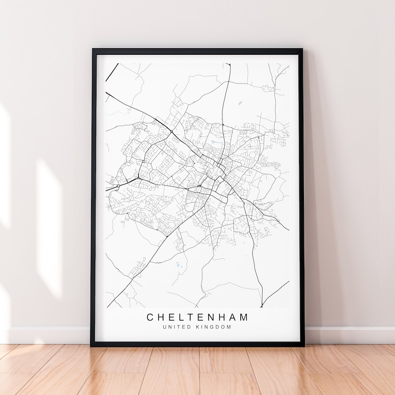 Cheltenham City England Map Print Poster Minimalist Home Decor ...