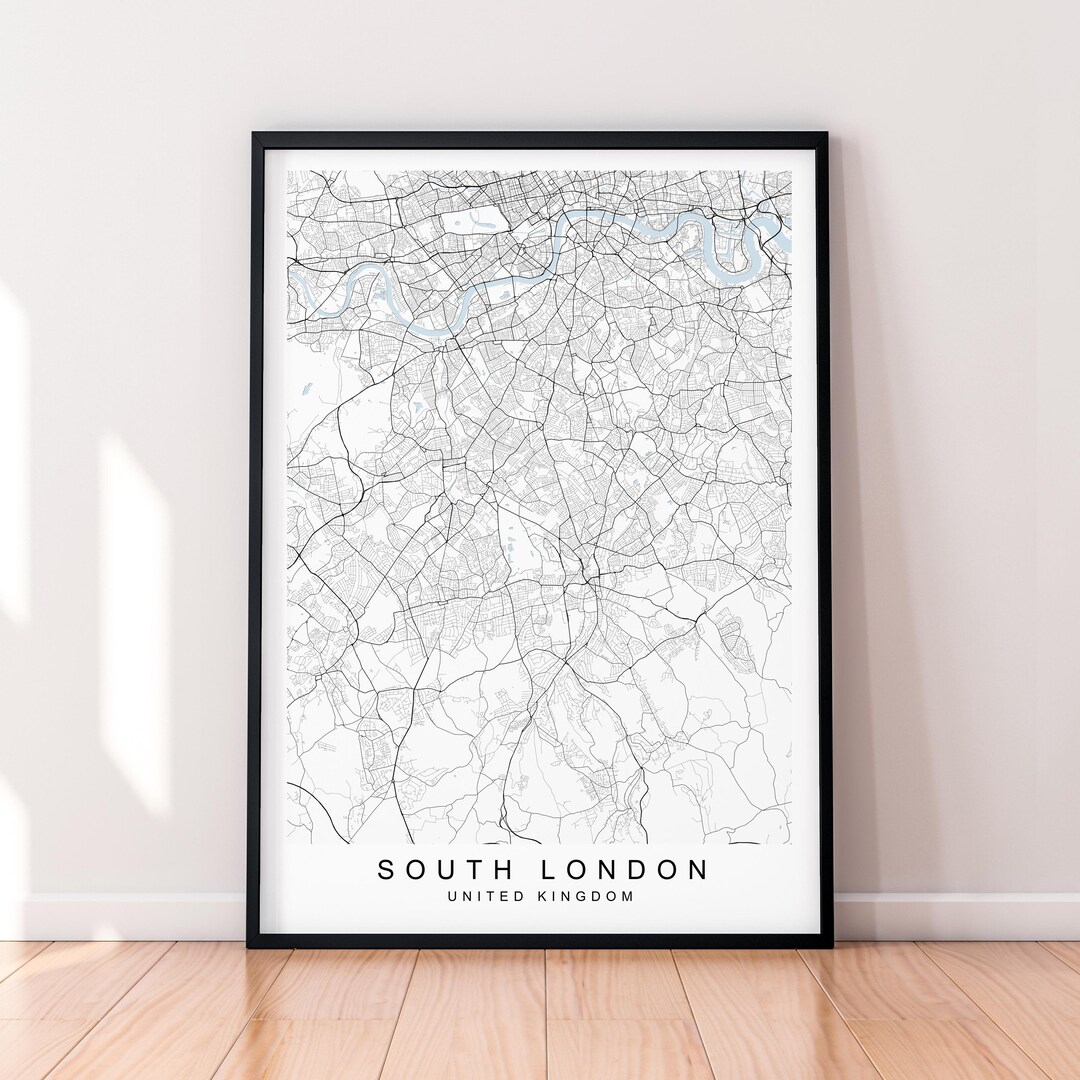 South London Map Print Minimalist South London England Map Poster Home ...