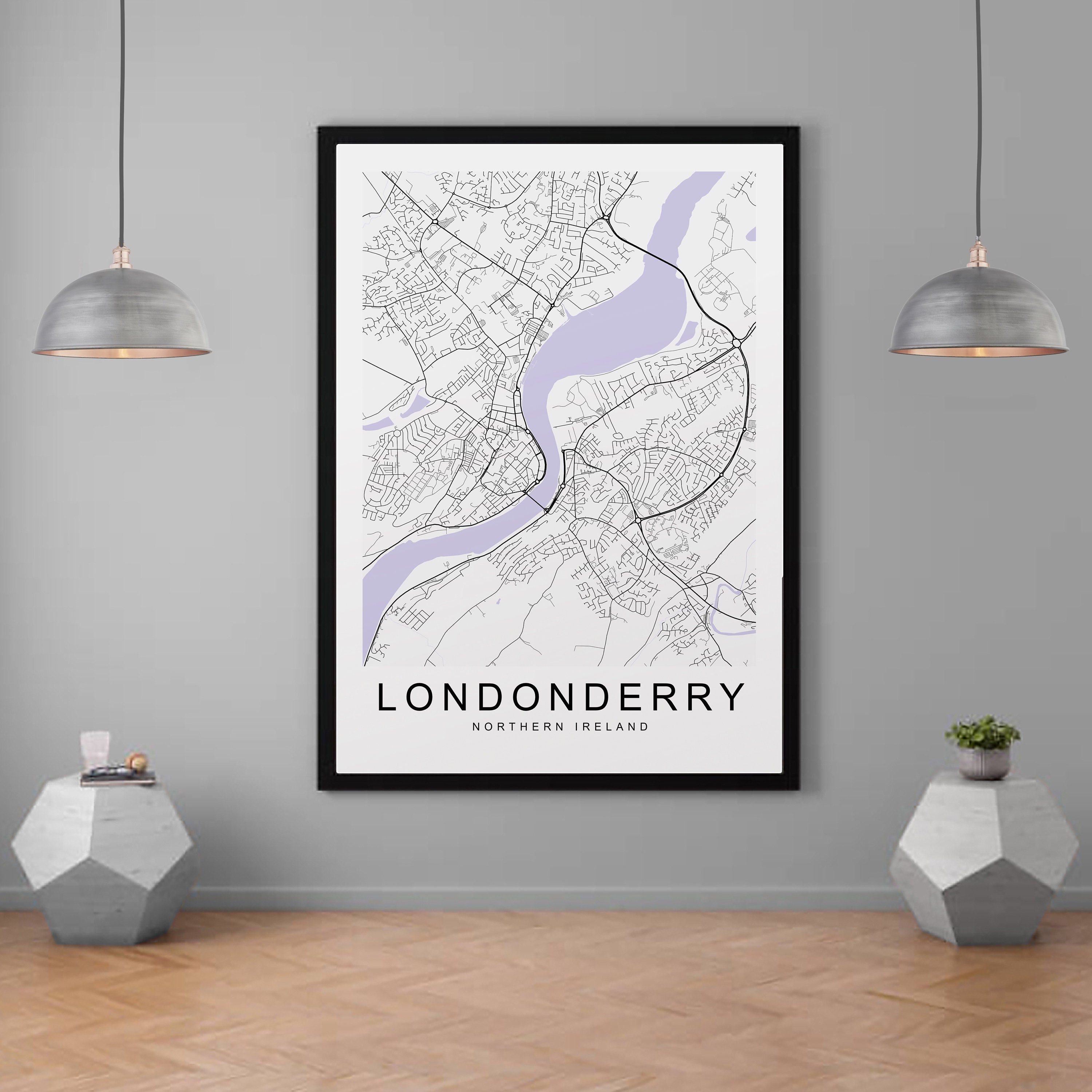 Londonderry Town Print Poster Londonderry Map Print Minimalist - Etsy UK